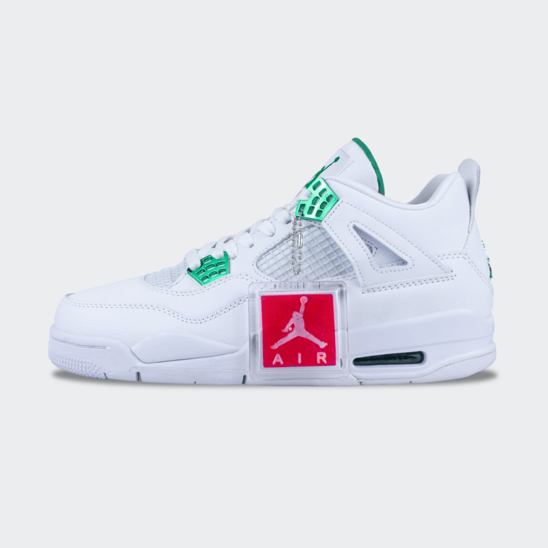 Jordan 4 Metallic White Green - Shoes Hub Online