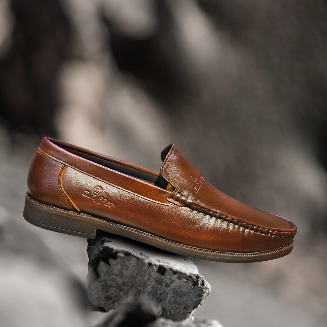 A - Fox Leather Loafer Shoe Brown - Shoes Hub Online